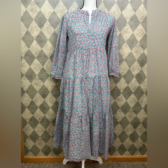 Madison Mathews | Dresses | Madison Mathews Blue And Pink Ruffled ...